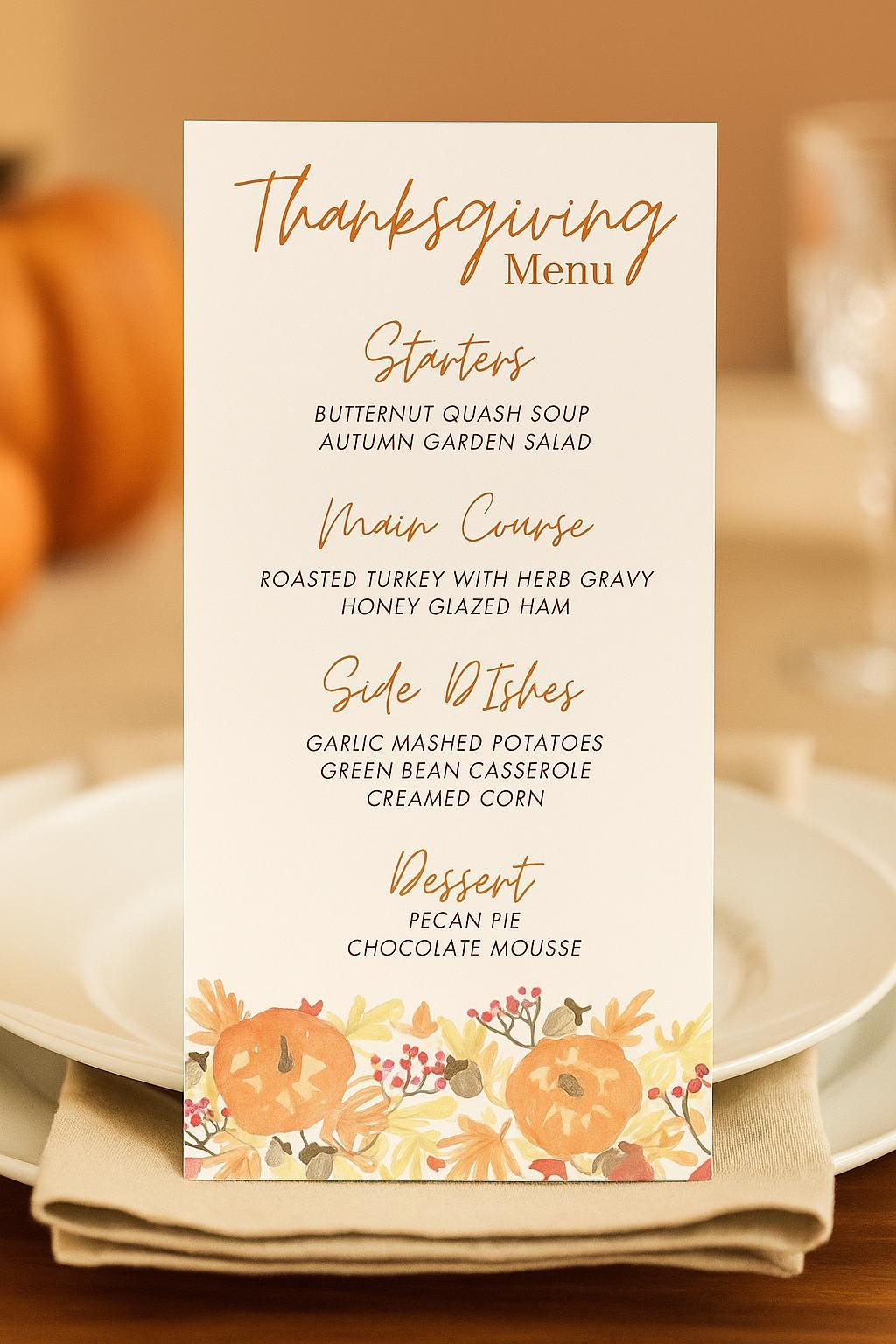 Editable Thanksgiving Menu Template | Printable Pumpkin Design (digital ...