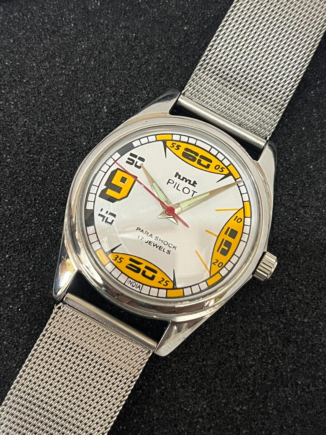 HMT Pilot Hand Winding Mechanical Watch for Men Stainless Steel Strap ...