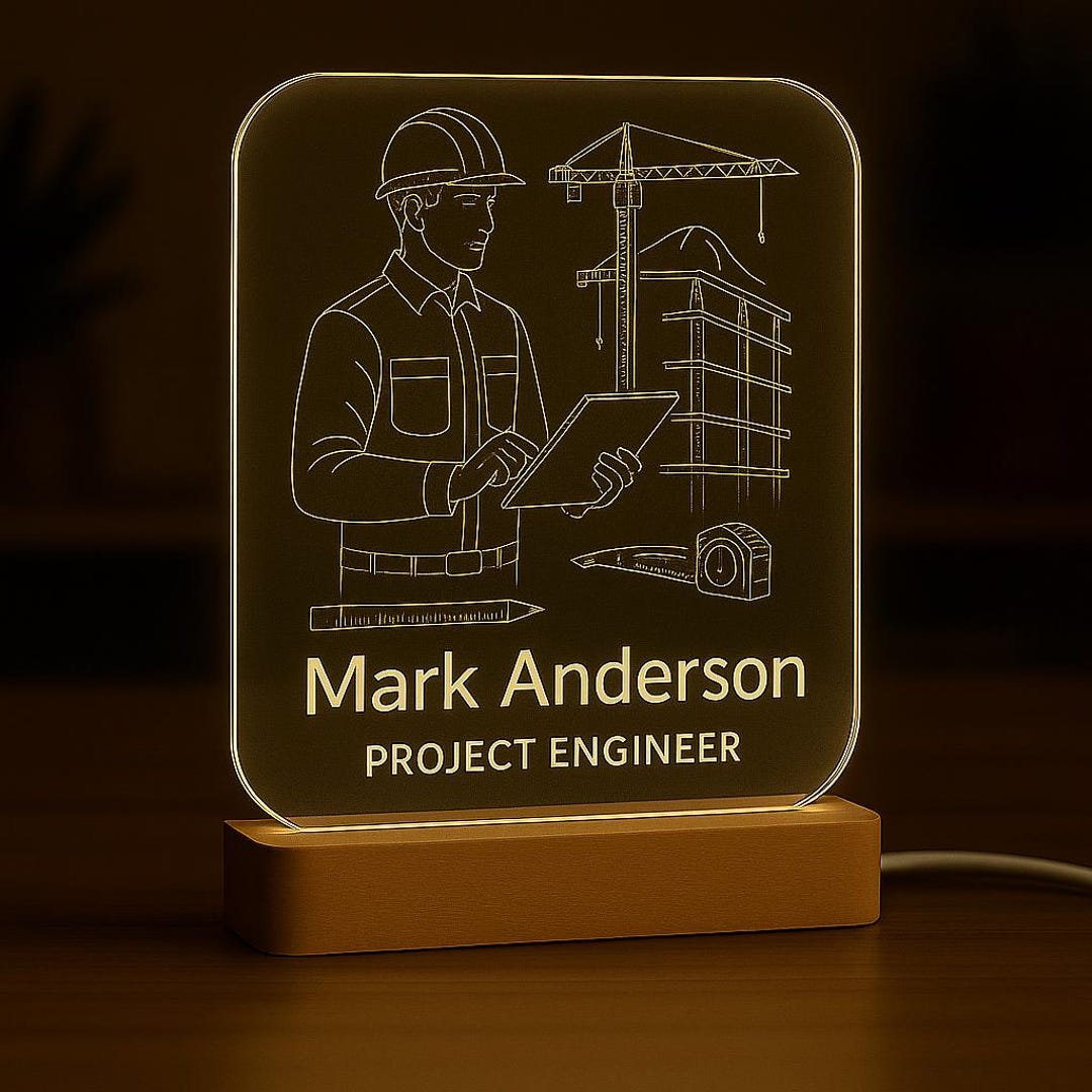 Personalized Project Engineer LED Lamp — Custom Acrylic Light With Name ...