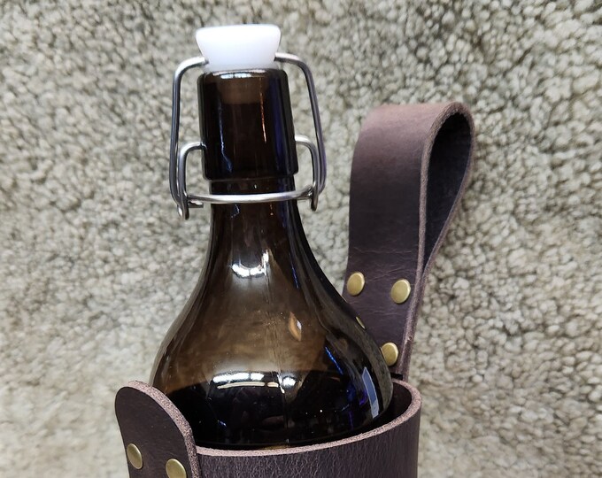 Large Medieval Style Glass Bottle With Leather Holder and 2 Closure ...