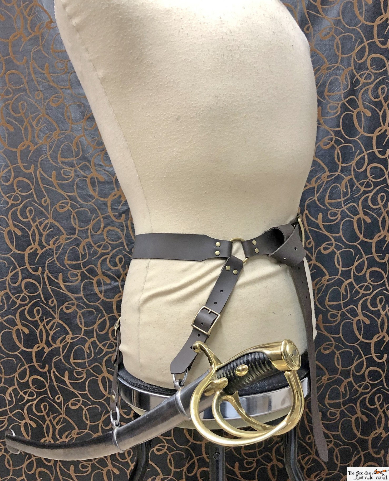 Cavalry saber sword leather belt with adjustable hanger high | Etsy
