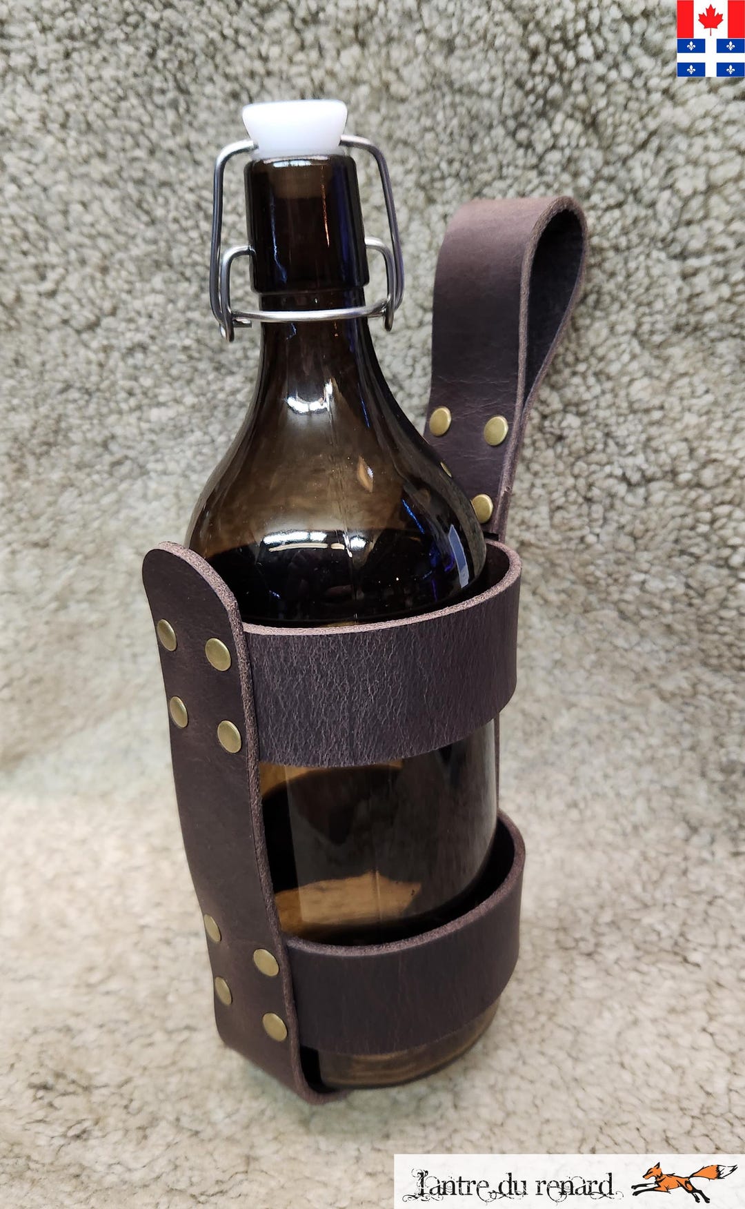Large Medieval Style Glass Bottle With Leather Holder and 2 Closure ...