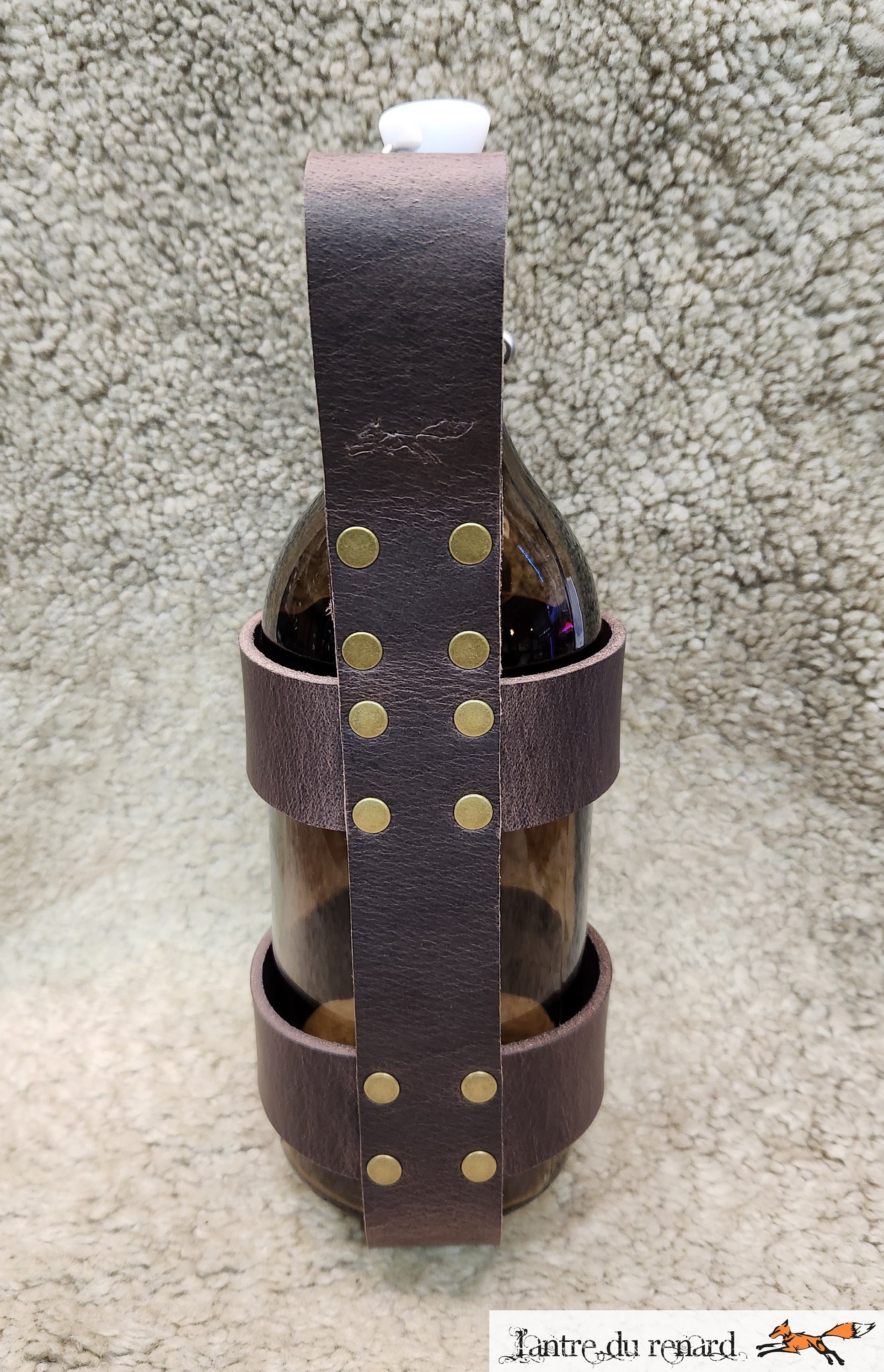 Large Medieval Style Glass Bottle With Leather Holder and 2 Closure ...