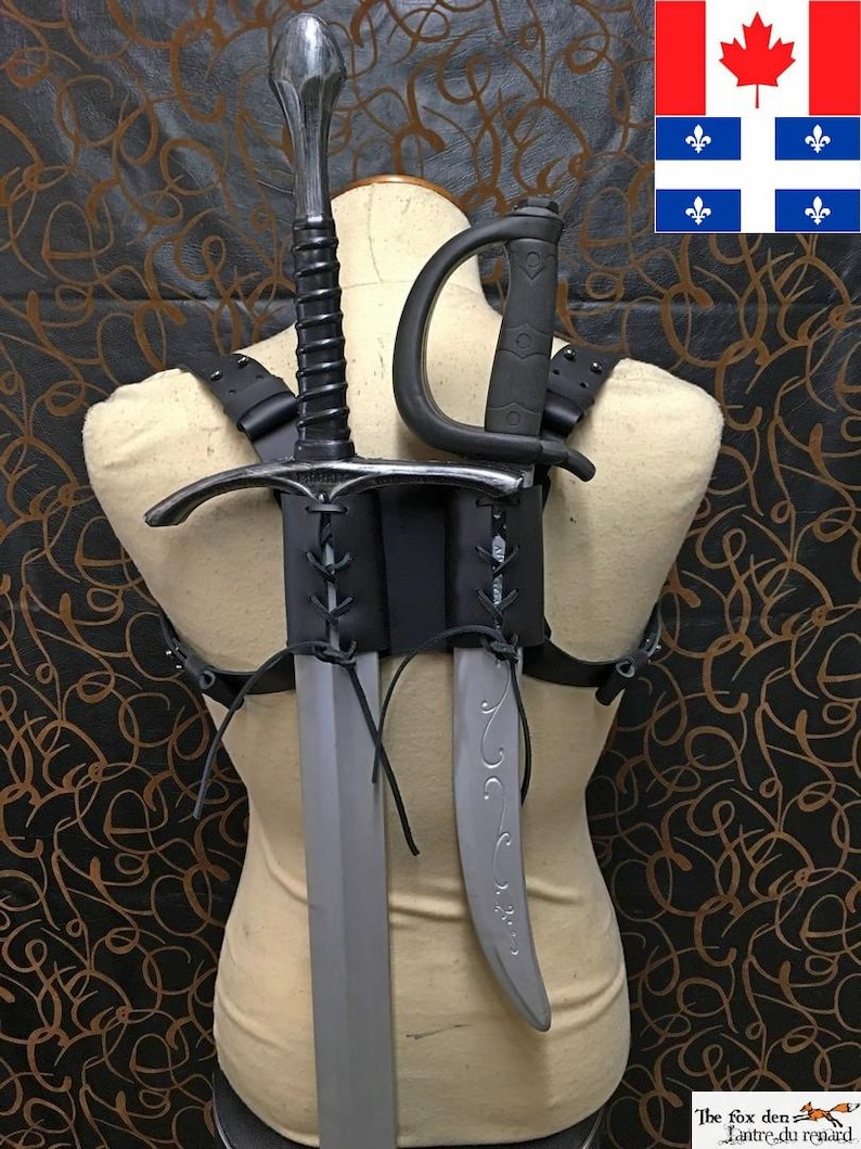 Vertical Double Leather Back Scabbard With Captain America Style Straps ...