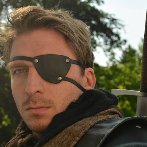 Black Leather White Stitching Eye Patch Metal Gear Solid Snake | Etsy