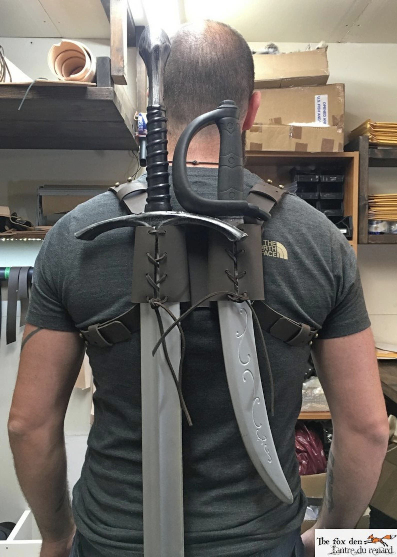 Vertical Double Leather Back Scabbard With Captain America Style Straps ...