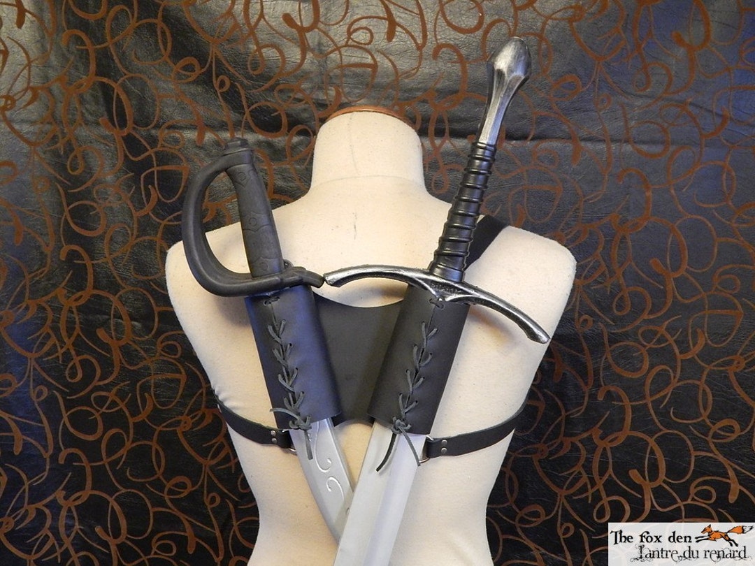 Double Leather Back Scabbard for Latex Sword, Luxury Version. LARP, SCA ...