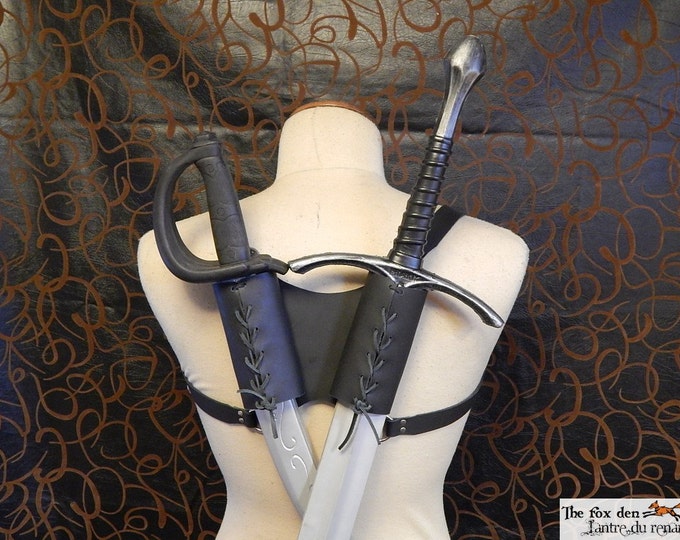 Double Leather Back Scabbard for Latex Sword, Luxury Version. LARP, SCA ...