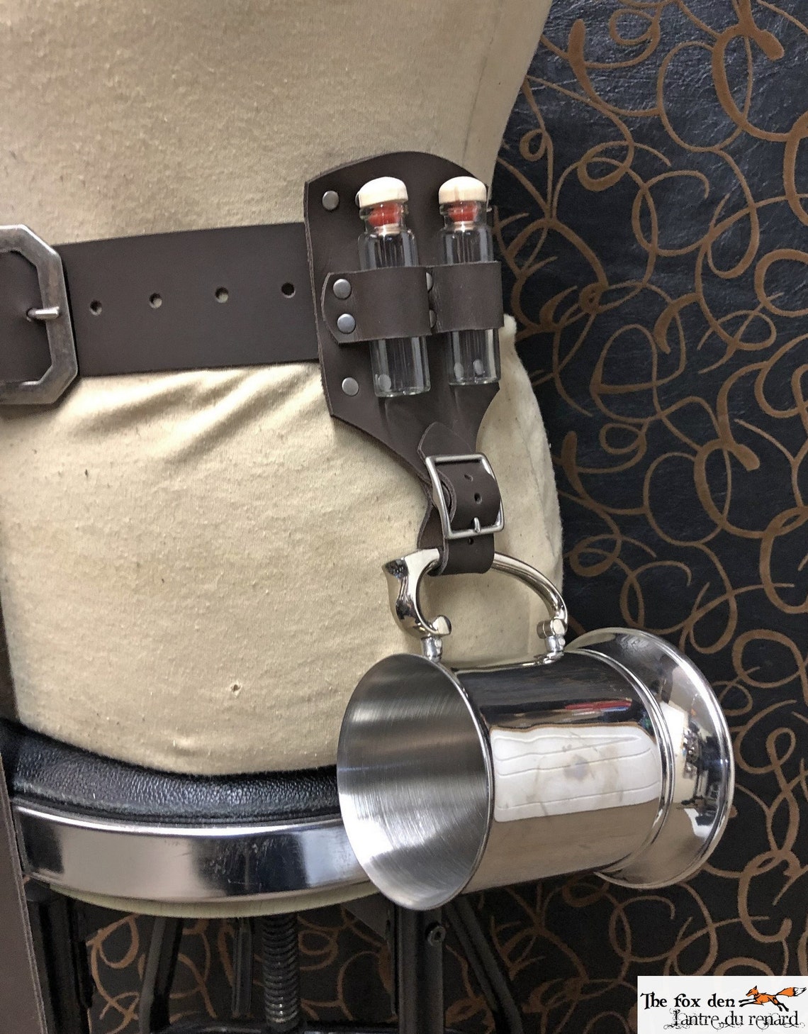 Luxury Leather Mug / Tankard Belt Holder With Buckle and Glass - Etsy