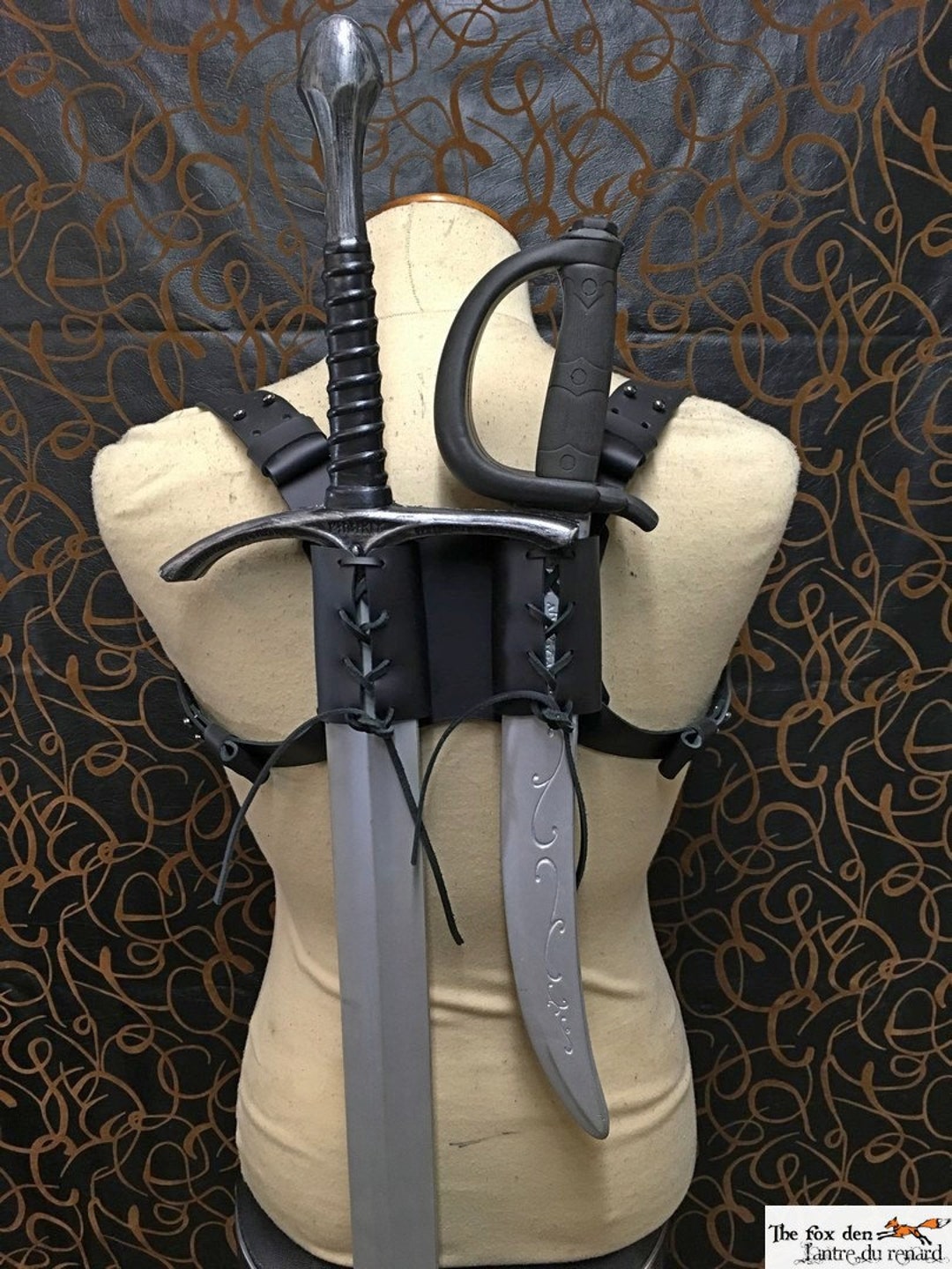 Vertical Double Leather Back Scabbard With Captain America Style Straps ...