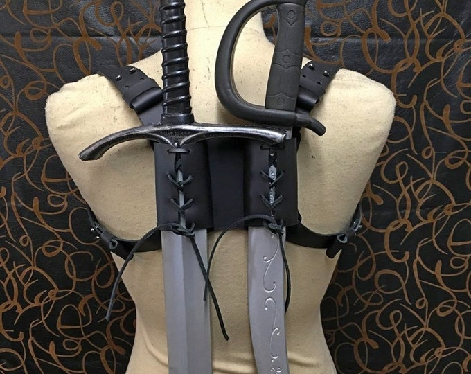 Vertical Double Leather Back Scabbard With Captain America Style Straps ...