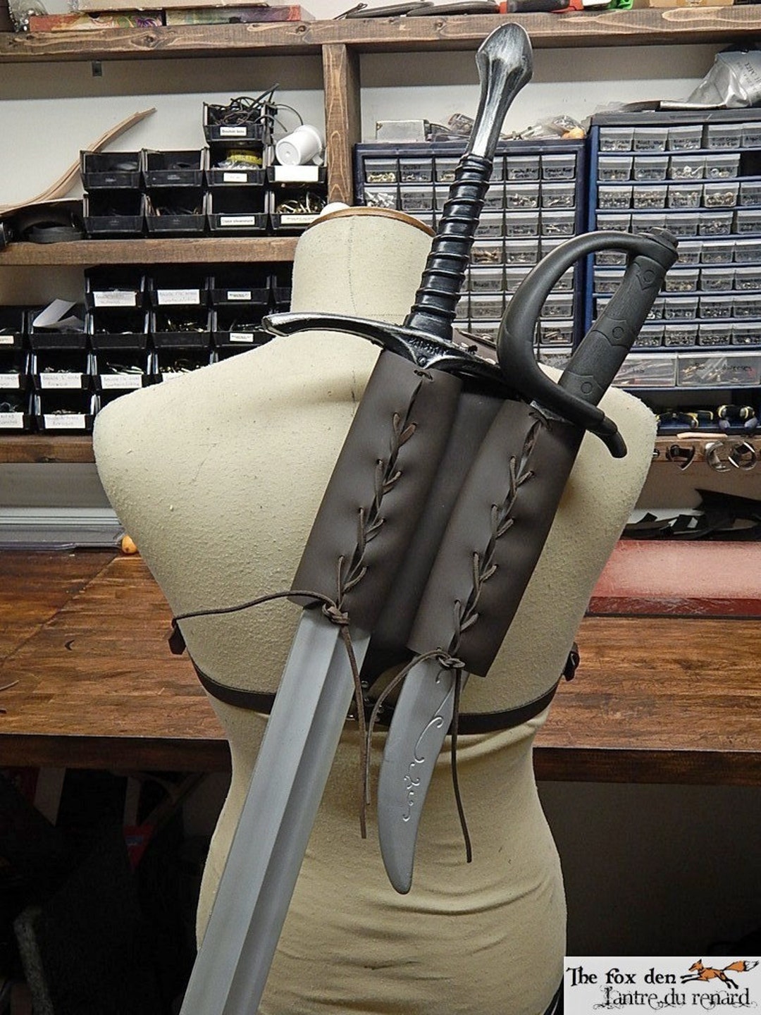 Leather Double Back Scabbard for Latex Sword Witcher Style. LARP ...