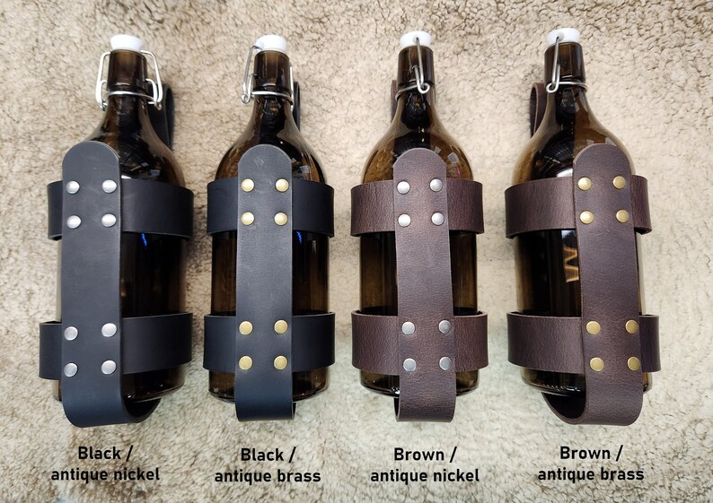 Large Medieval Style Glass Bottle With Leather Holder and 2 Closure ...