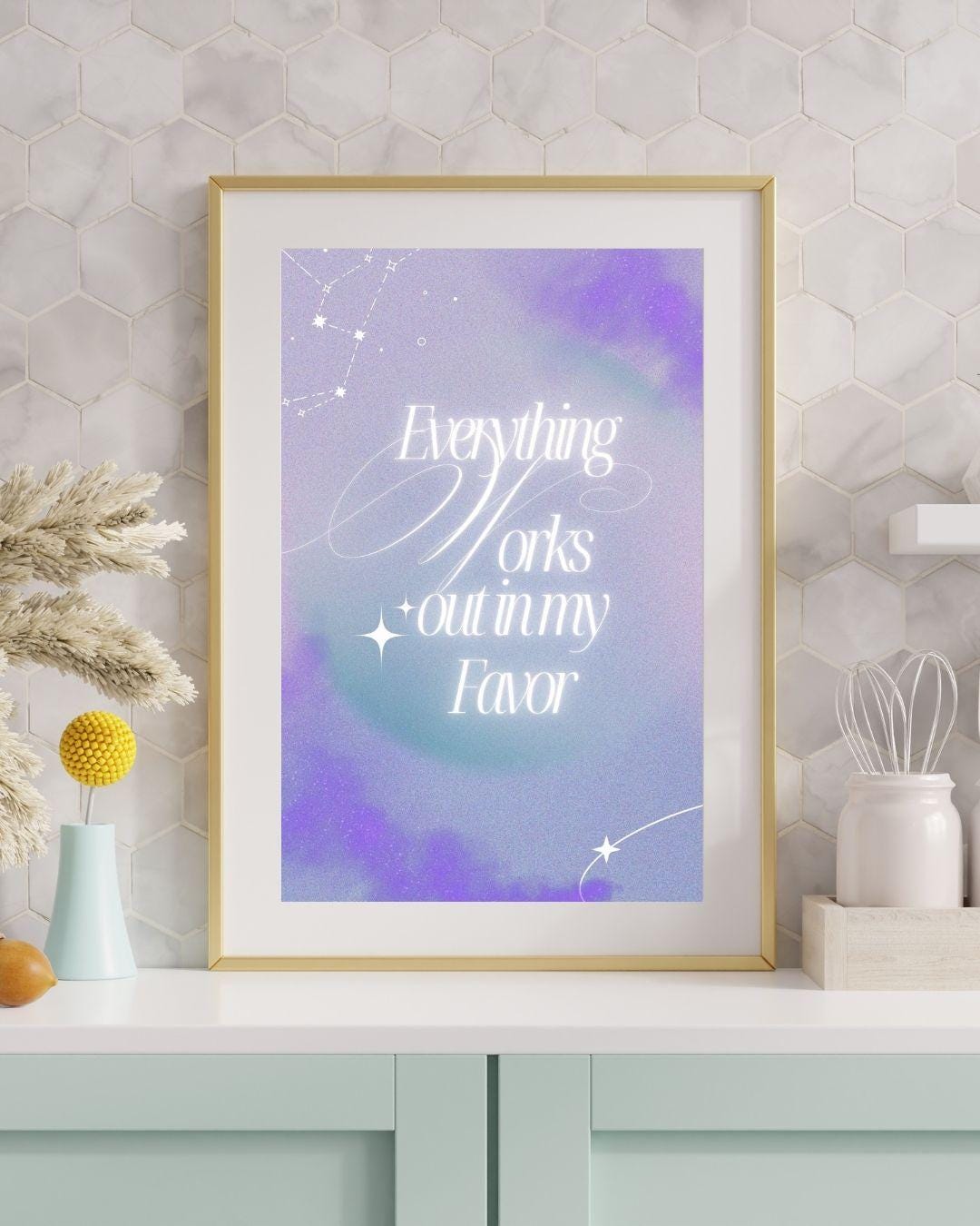 Manifestation Poster – Everything Works Out in My Favor, Law of ...