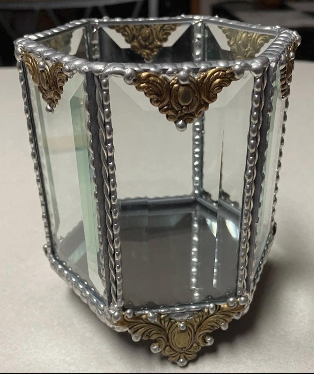 Vintage Regency Mirrored Trinket Box: Beveled Glass Jewelry Holder - Etsy