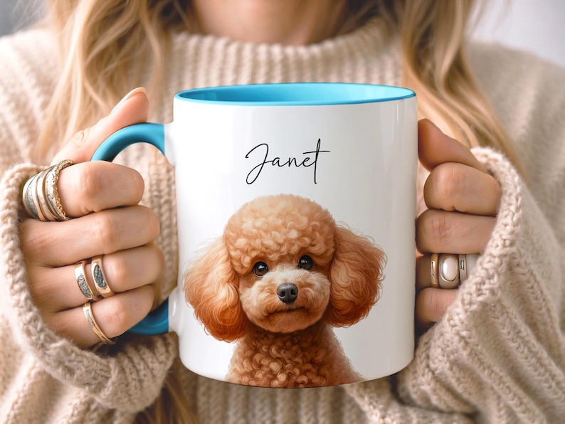 Custom Black Poodle Mug, Personalised Black Poodle Mug Dog Coffee Cup ...