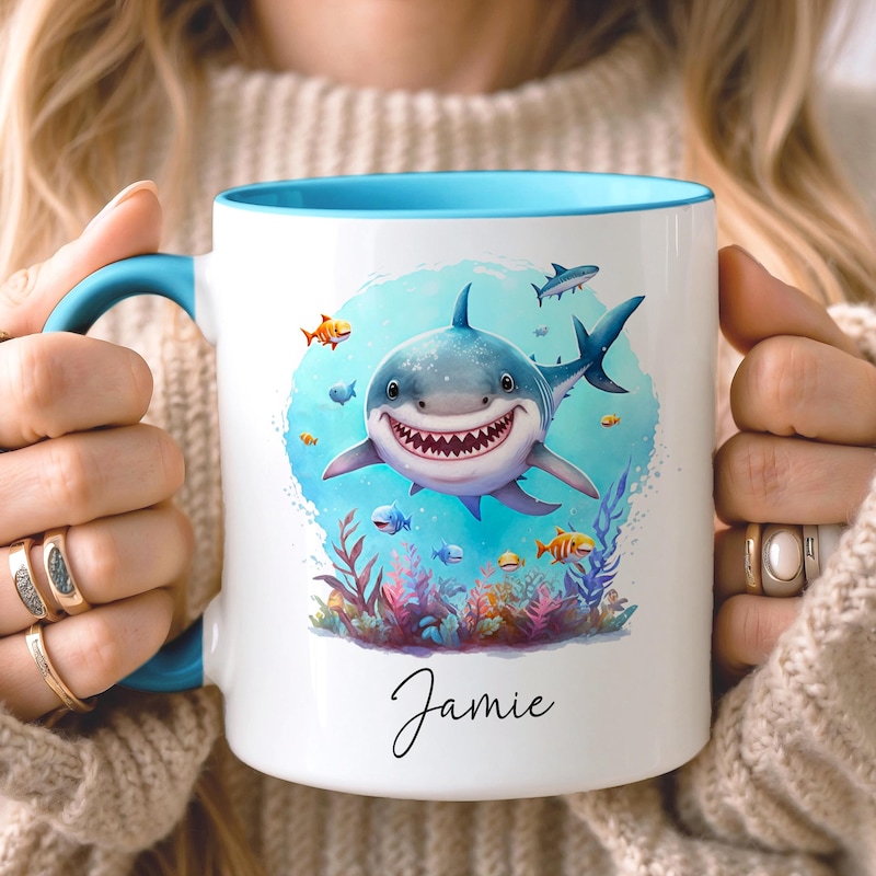 Pink Mug With Sharks - Etsy UK