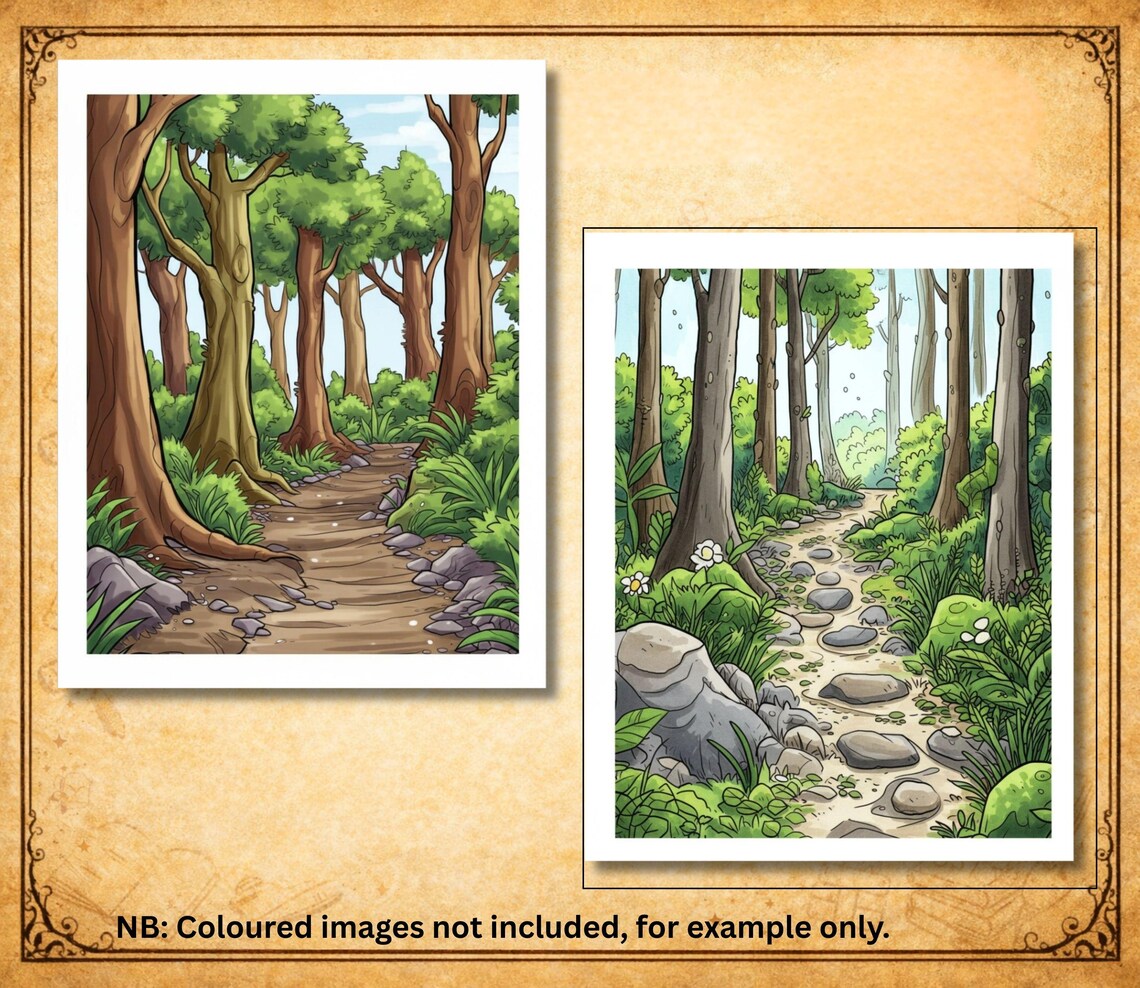 Forest Hiking Trails Coloring Pages – 25 Nature Designs (digital ...