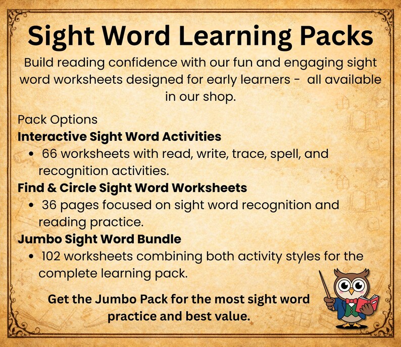 Sight Word Worksheets Bundle | Read Write Trace Find Activities ...