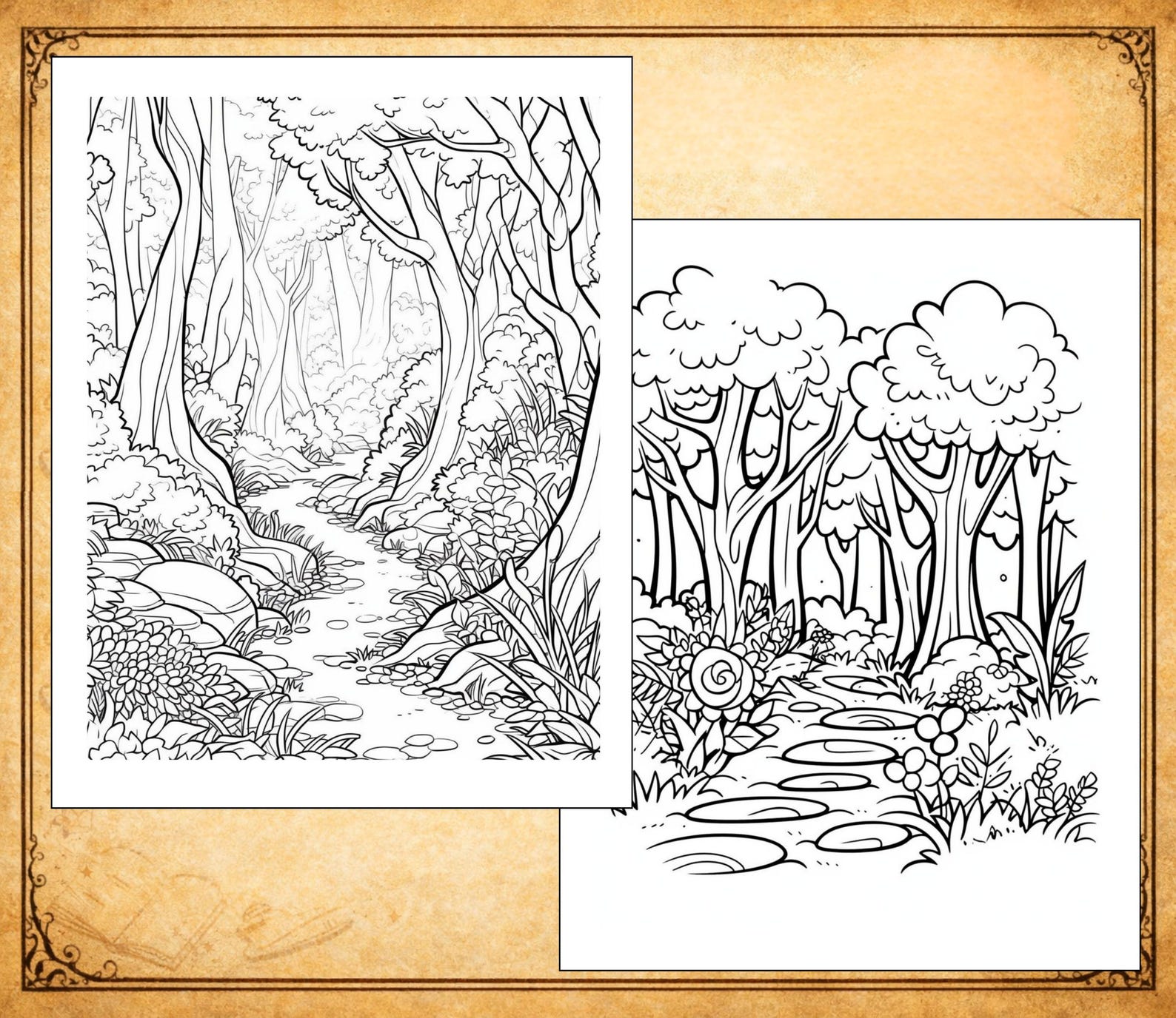 Forest Hiking Trails Coloring Pages – 25 Nature Designs (digital ...