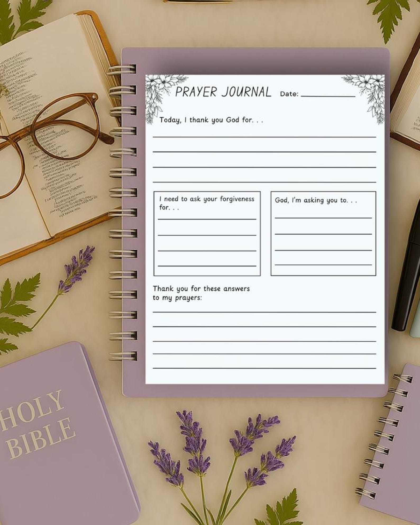 Prayer Journal Printables, 4 Designs Included. Faith-based PDF, Morning ...
