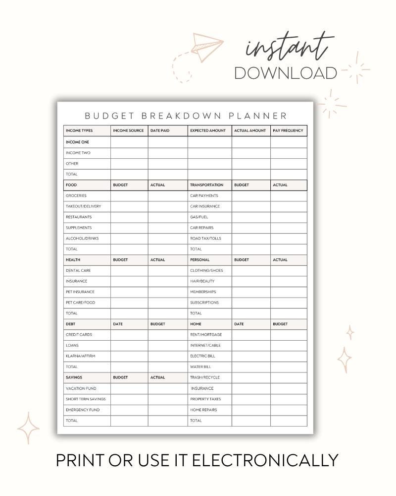 Printable Budget Planner: Fillable PDF, Financial Planning (digital ...