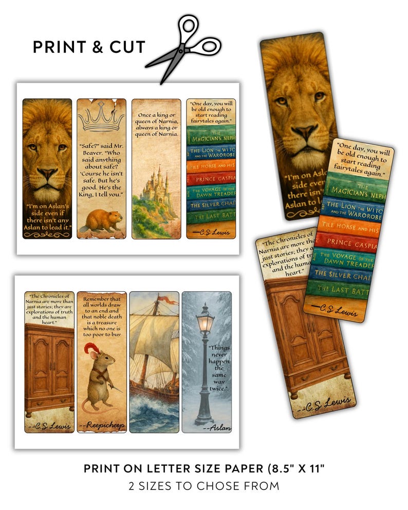 Narnia Inspired Printable Bookmarks – C.S. Lewis Quotes | Fantasy Book ...
