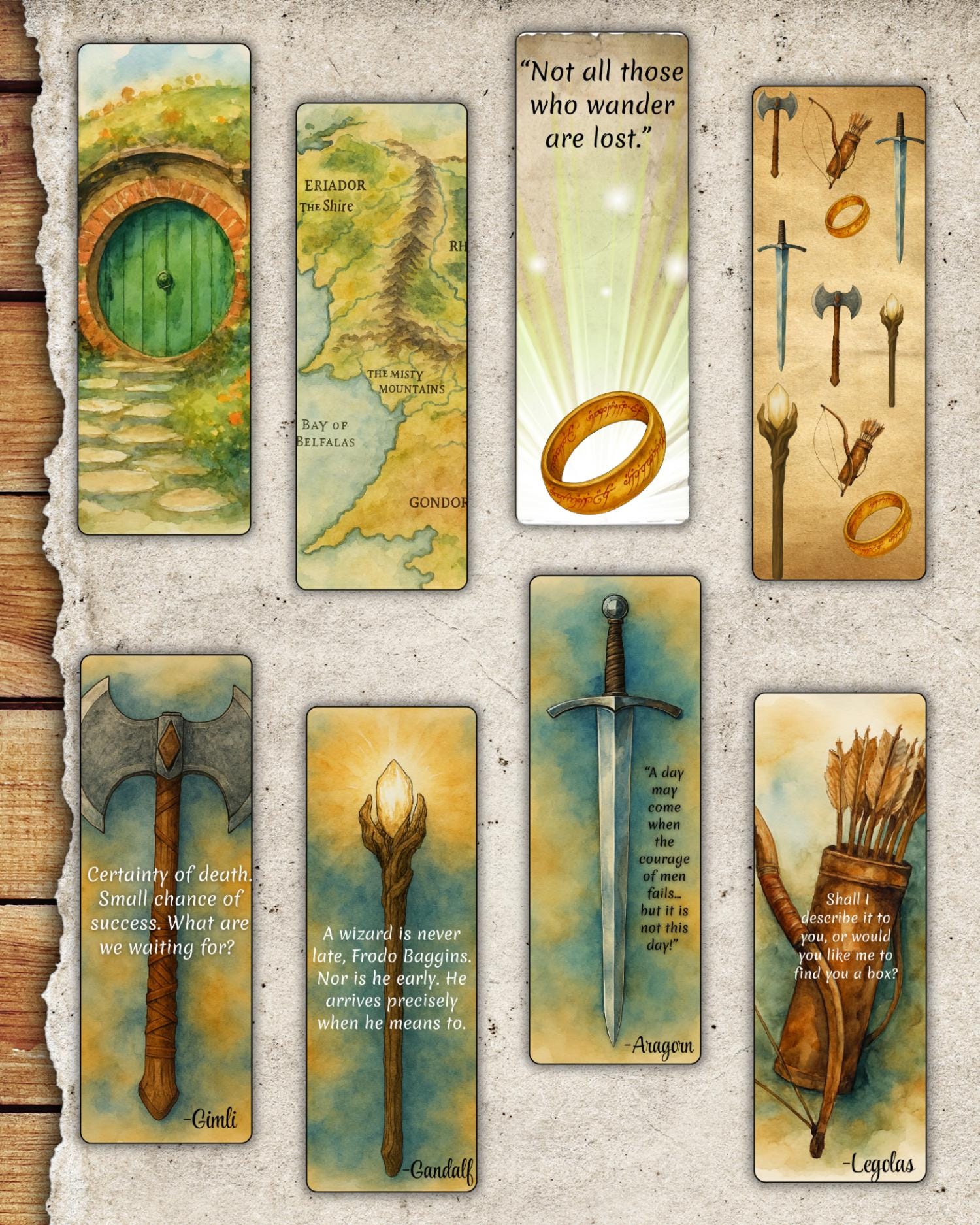 Lord of the Rings Inspired Bookmarks – Printable Digital Download, LOTR ...