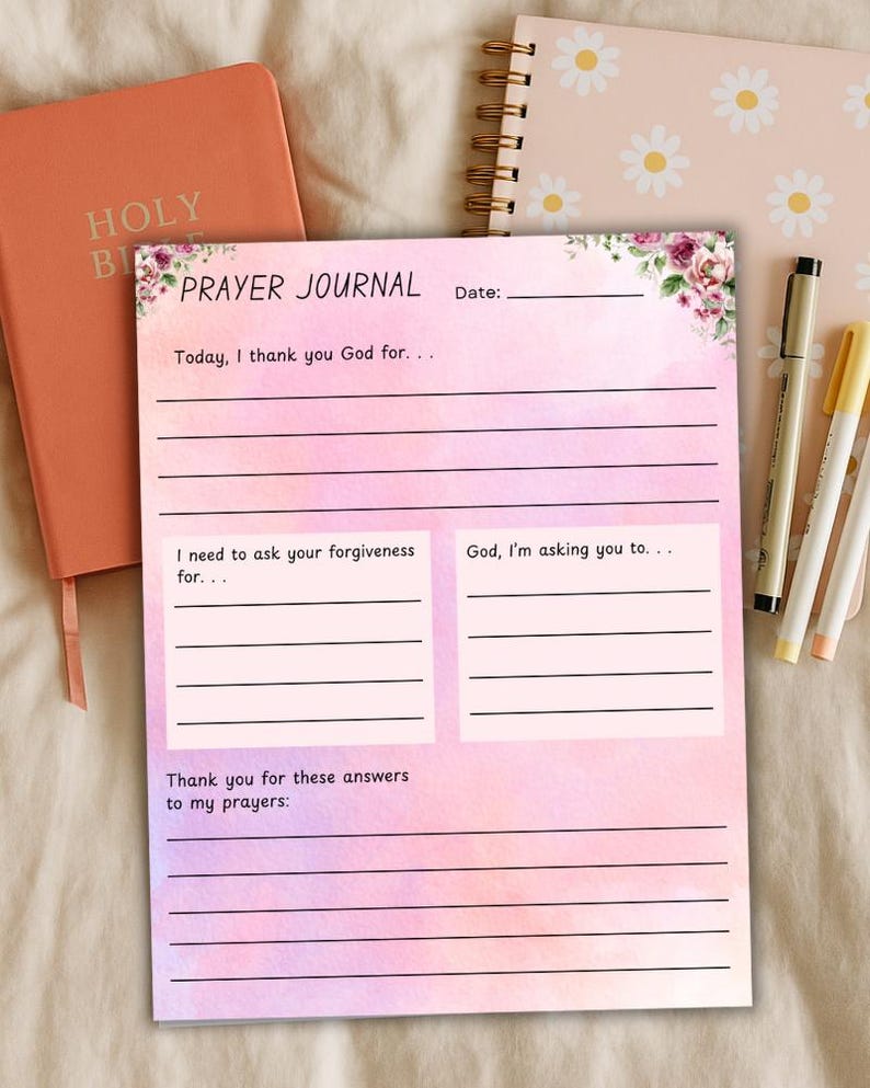 Prayer Journal Printables, 4 Designs Included. Faith-based PDF, Morning ...