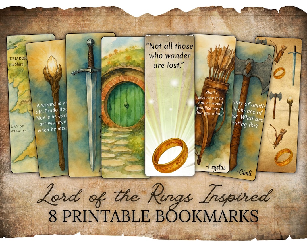Lord of the Rings Inspired Bookmarks – Printable Digital Download, LOTR ...