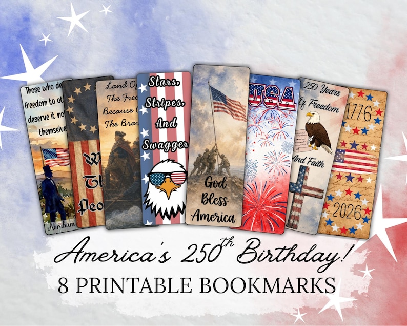 Printable Patriotic Bookmarks | America 250th Anniversary | 4th of July ...