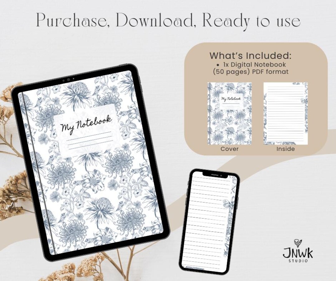 Simple Elegant Floral Digital Notebook: Goodnotes Template (instant ...