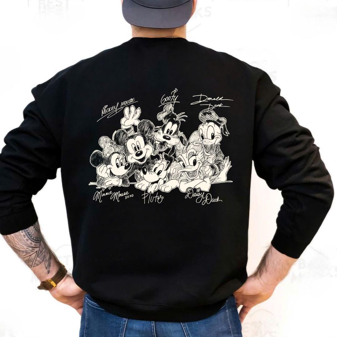 Mickey Mouse N Friends Sketch Art PNG, Vintage Disney Characters Art ...