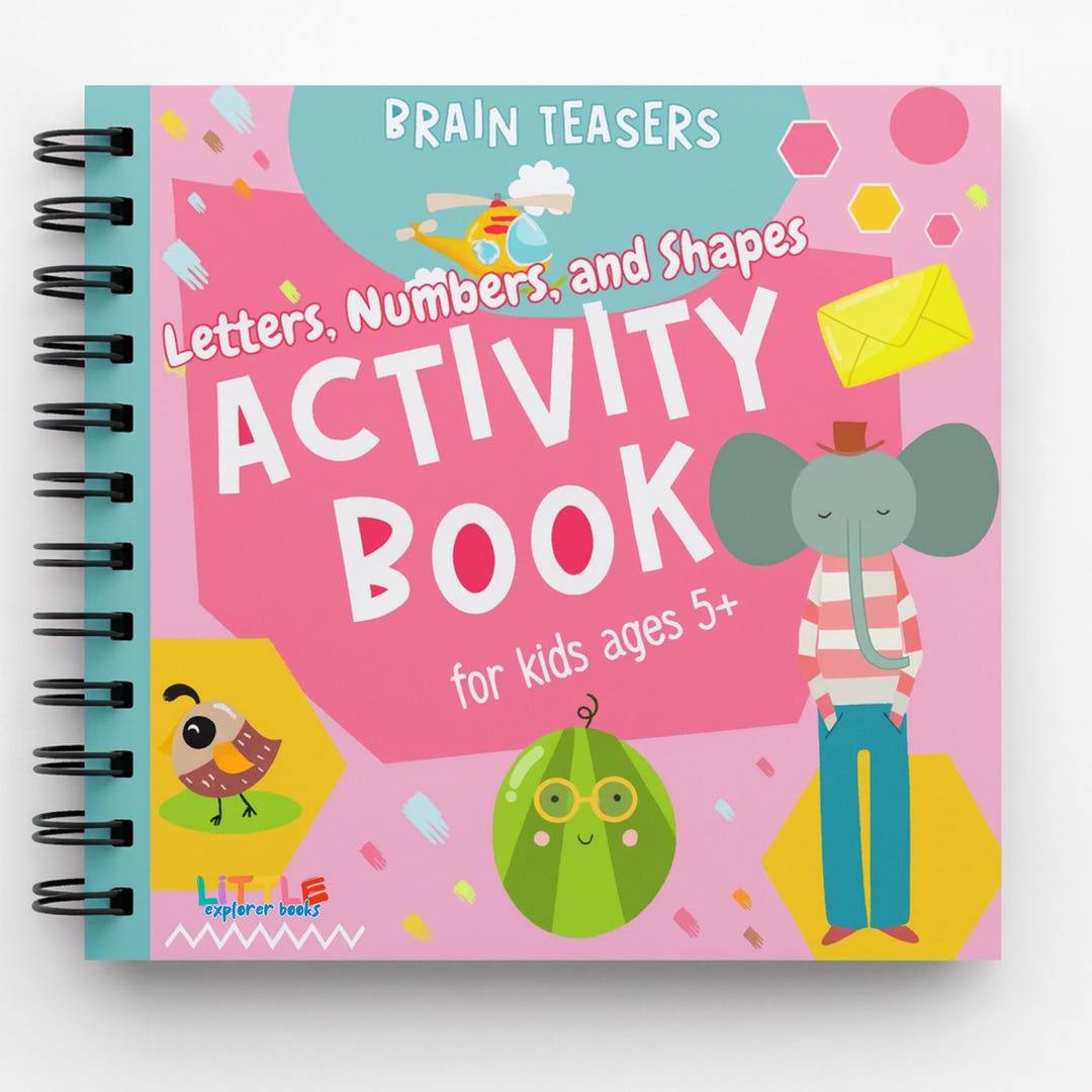 Kids Activity Book: Letters, Numbers, Shapes - Mazes, Puzzles (instant ...