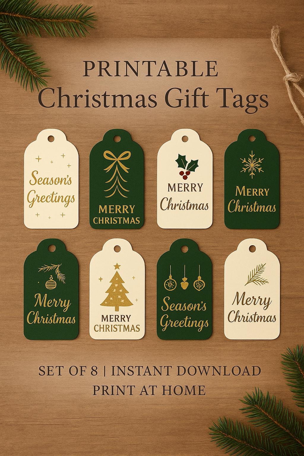 Printable Christmas Gift Tags, Digital Download, Holiday Present Tag - Etsy