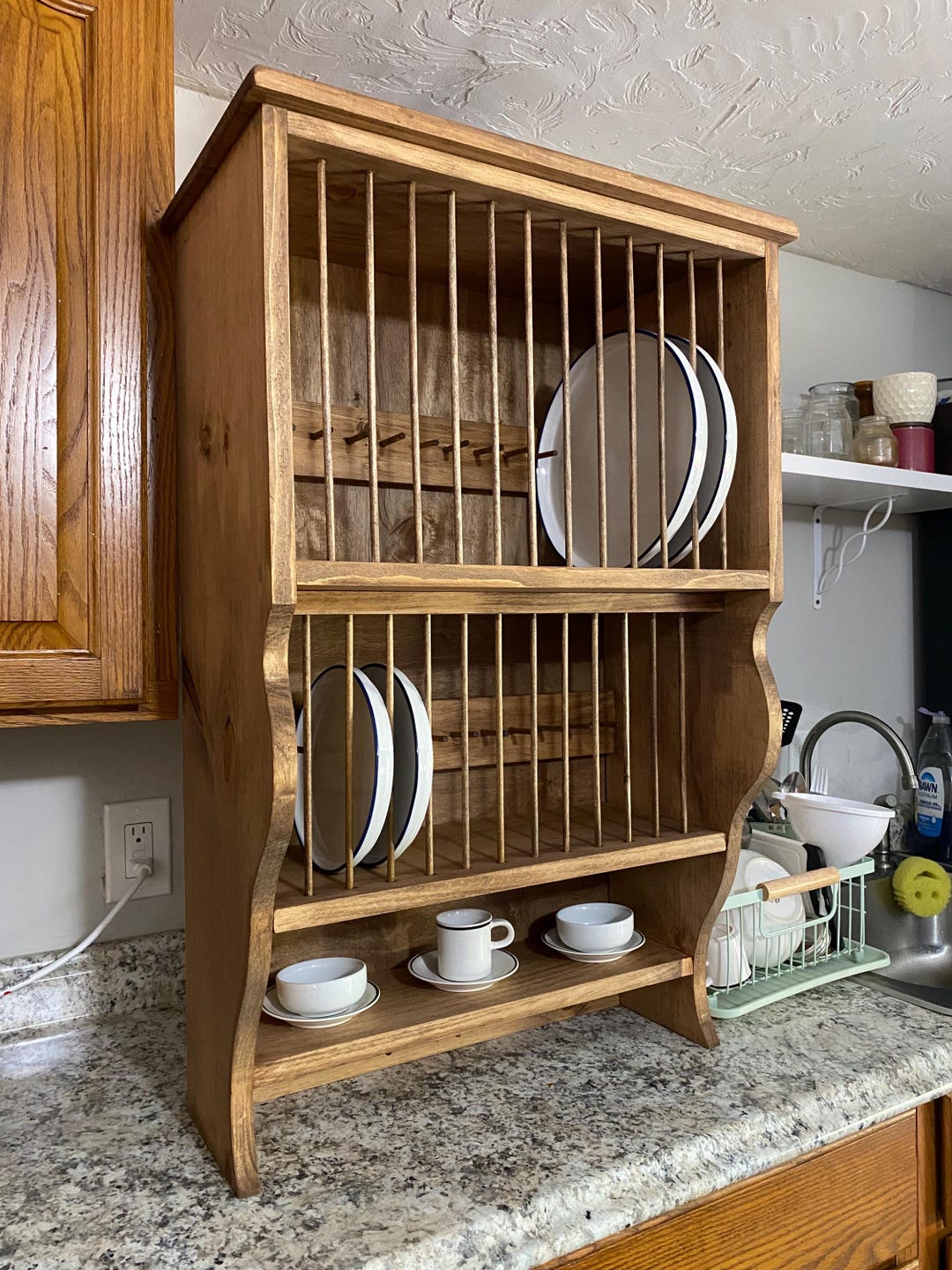 Handmade Solid Pine Dish Rack – Rustic Farmhouse Kitchen Shelf - Etsy
