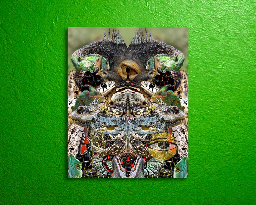 Surreal Reptile Collage Art - Visionary Metal Wall Print - Etsy