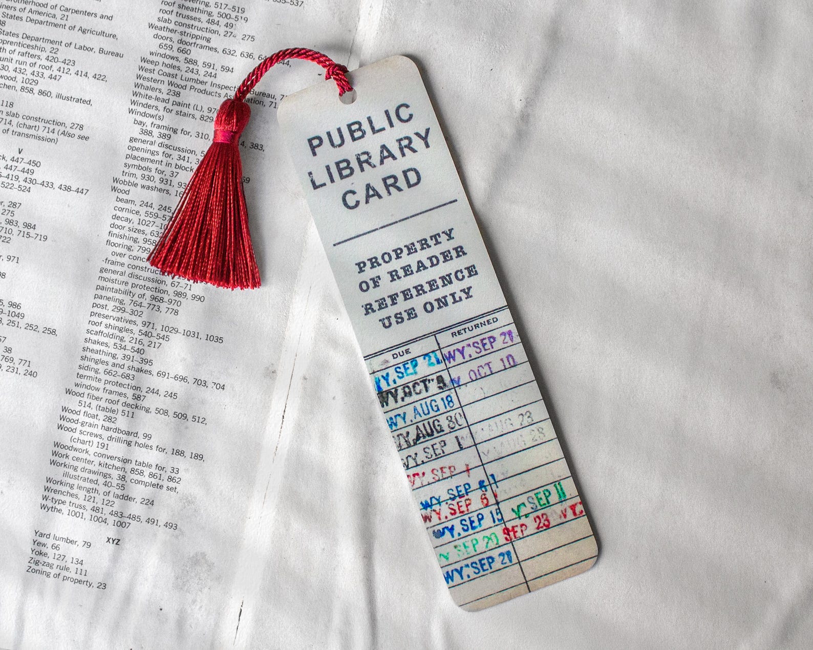 Vintage Library Card Bookmark, Book Lover Gift With Tassel, Due Date ...