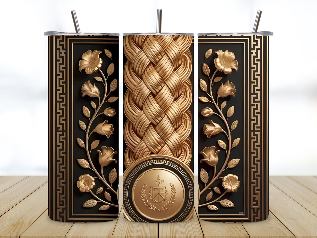 Greek Baroque Tumbler Wrap PNG | 20oz Skinny Sublimation Design | Gold ...