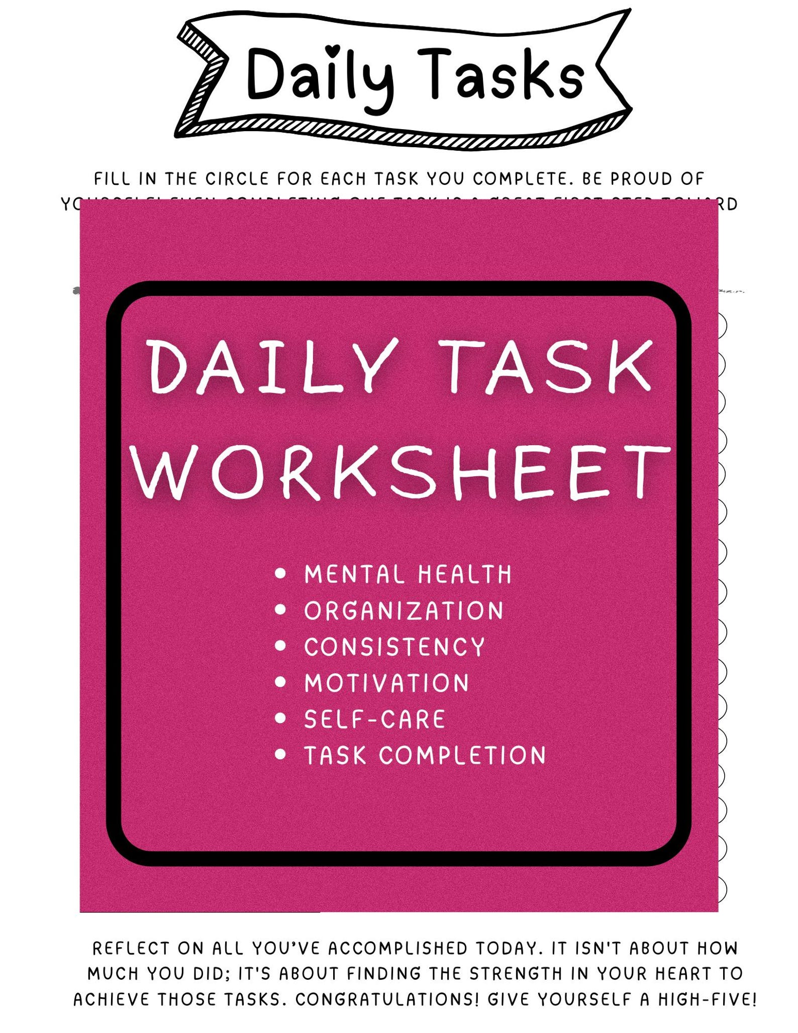 Quirky Daily Task Completion Worksheet - Etsy