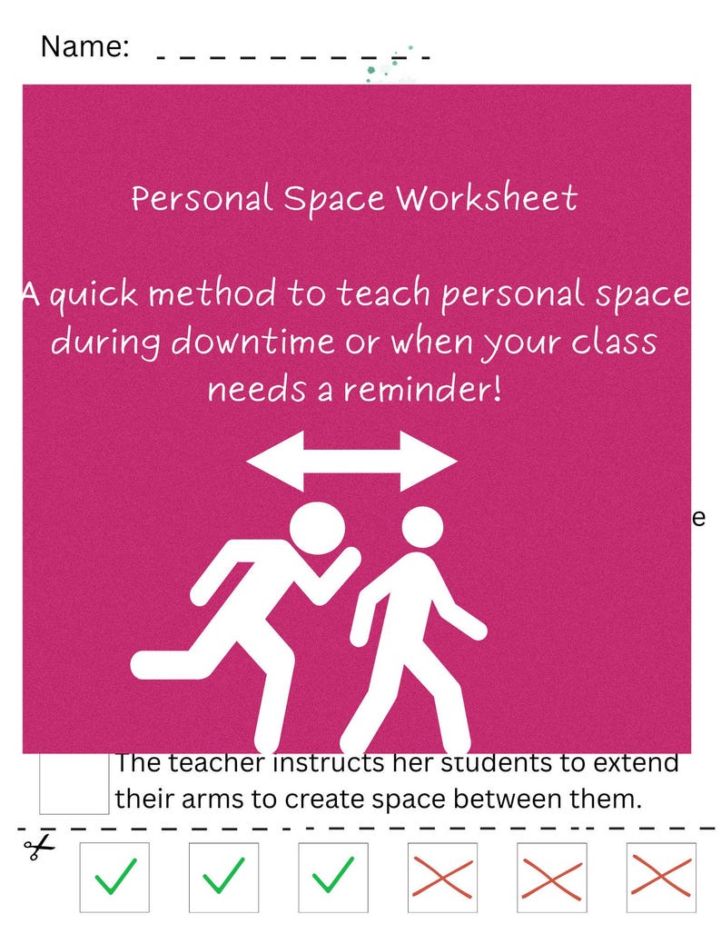 Personal Space Worksheet - Etsy