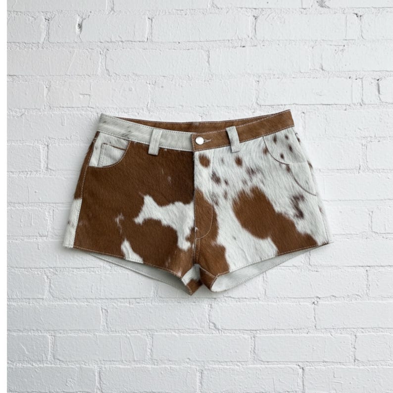 Cowhide Leather Shorts: Hair-on Cow Print Fashion - Etsy