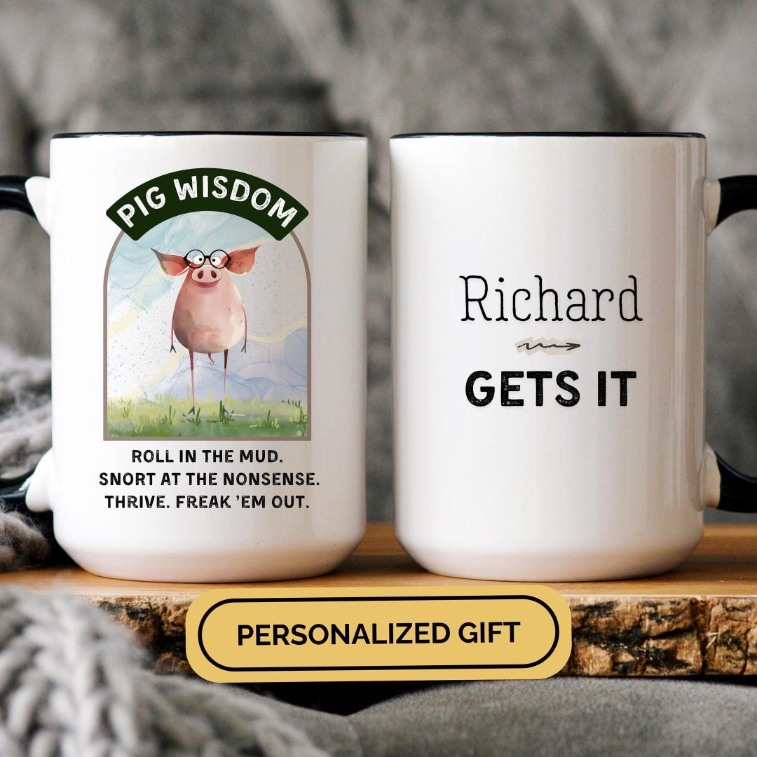 Personalized Pig Wisdom Mug: Funny Coworker Gift, Gag Gift for Friend ...