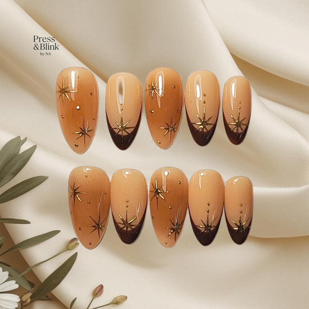 Year End Favorite | Caramel Brown Press on Nails: Simple Elegant Nail ...