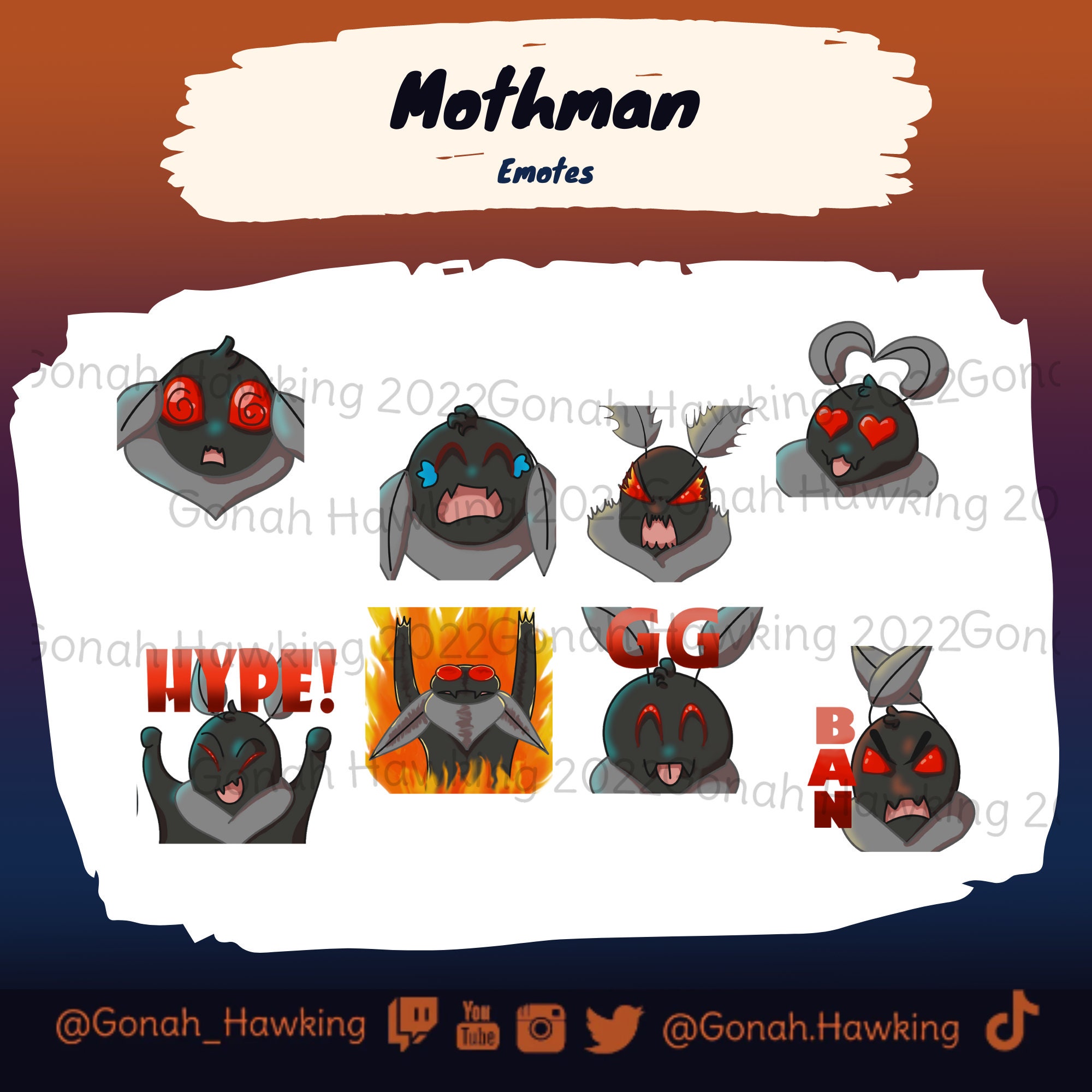 Mothman Emotes - Chibi Emotes - Cute Emotes - Custom Emotes by Gonah ...