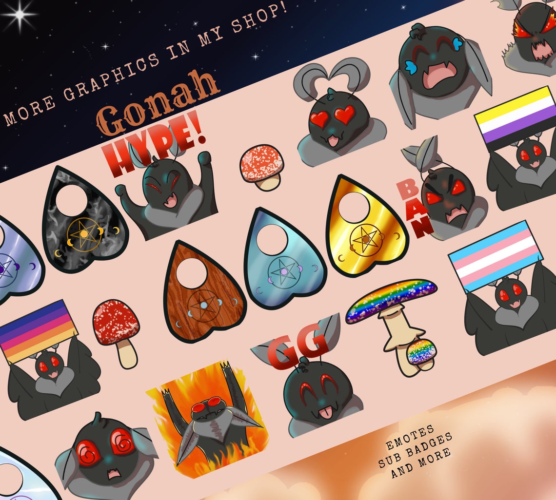 Mothman Emotes - Chibi Emotes - Cute Emotes - Custom Emotes by Gonah ...