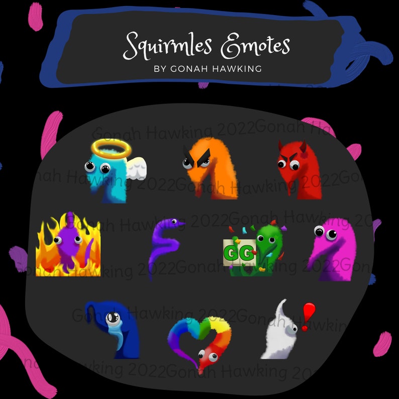 Magic Twisty Worms Squirmles Snoots Worm on a String Emotes Chibi ...