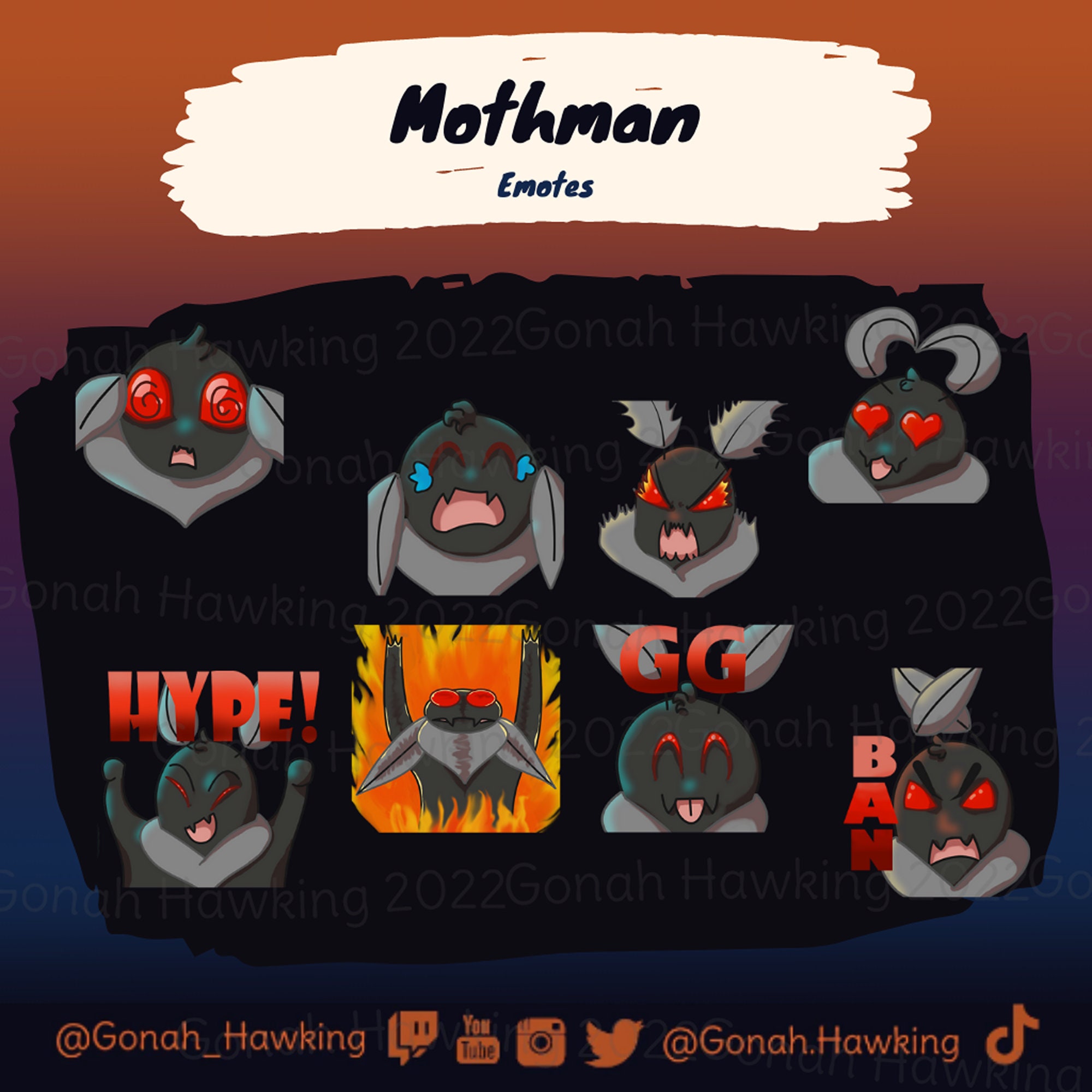 Mothman Emotes Chibi Emotes Cute Emotes Custom Emotes by - Etsy