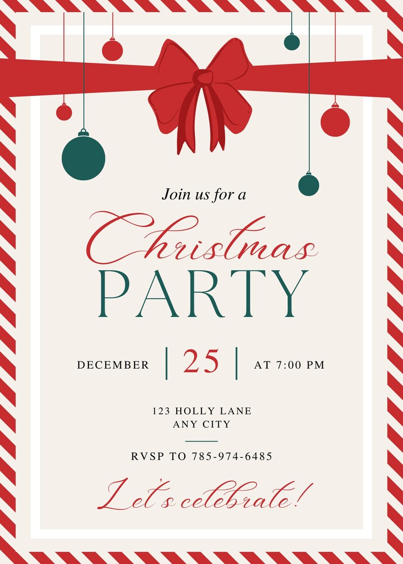 Editable Christmas Party Invitation: Holiday Trees (canva Template ...