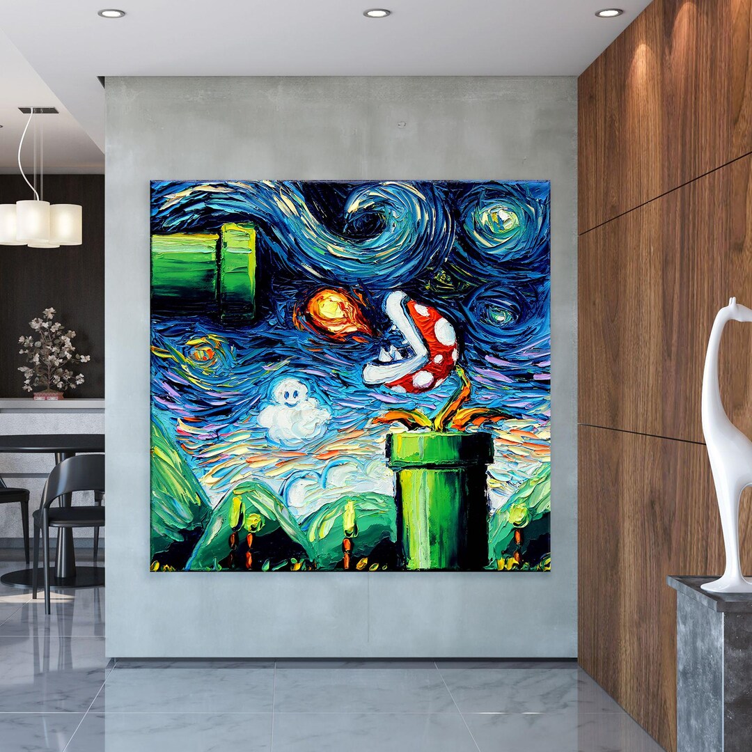 Van Gogh Mario Canvas Print, Van Gogh Canvas Art, Modern Starry Night ...